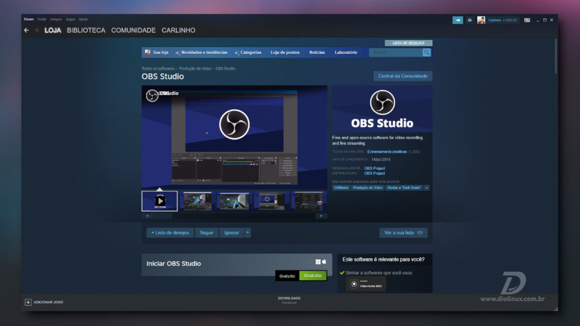 OBS Studio agora está na Steam - Diolinux